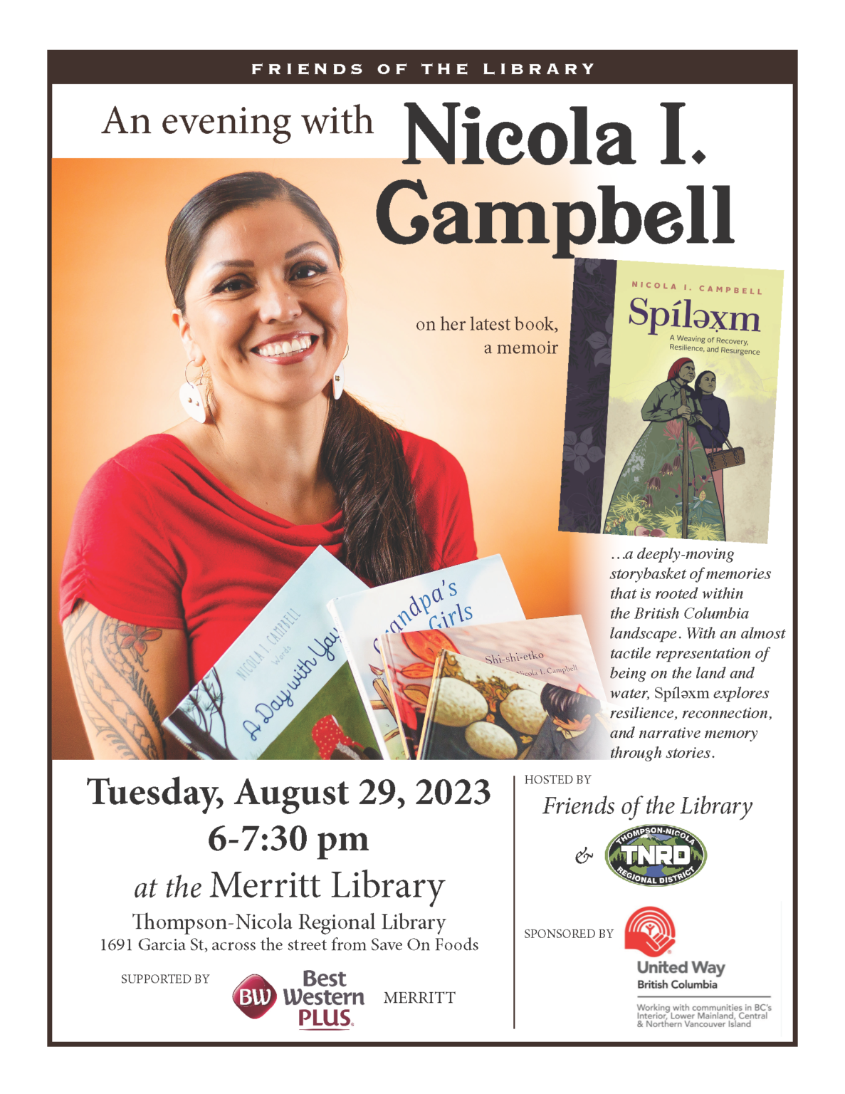 An Evening with Nicola Campbell at the Merritt Library August 29th ...
